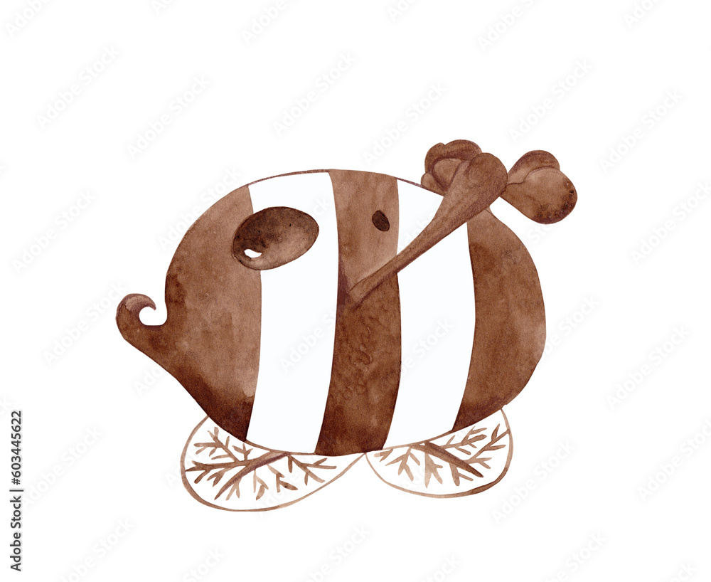 Coffee bee. The cartoon character performs an exercise with pulling his ...