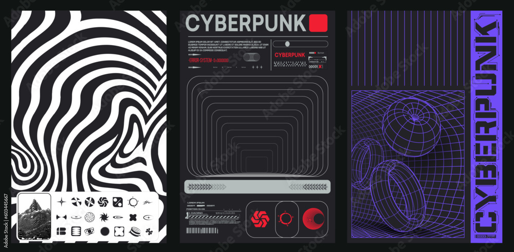 Stockvector Collection modern abstract posters. In acid style. Retro ...