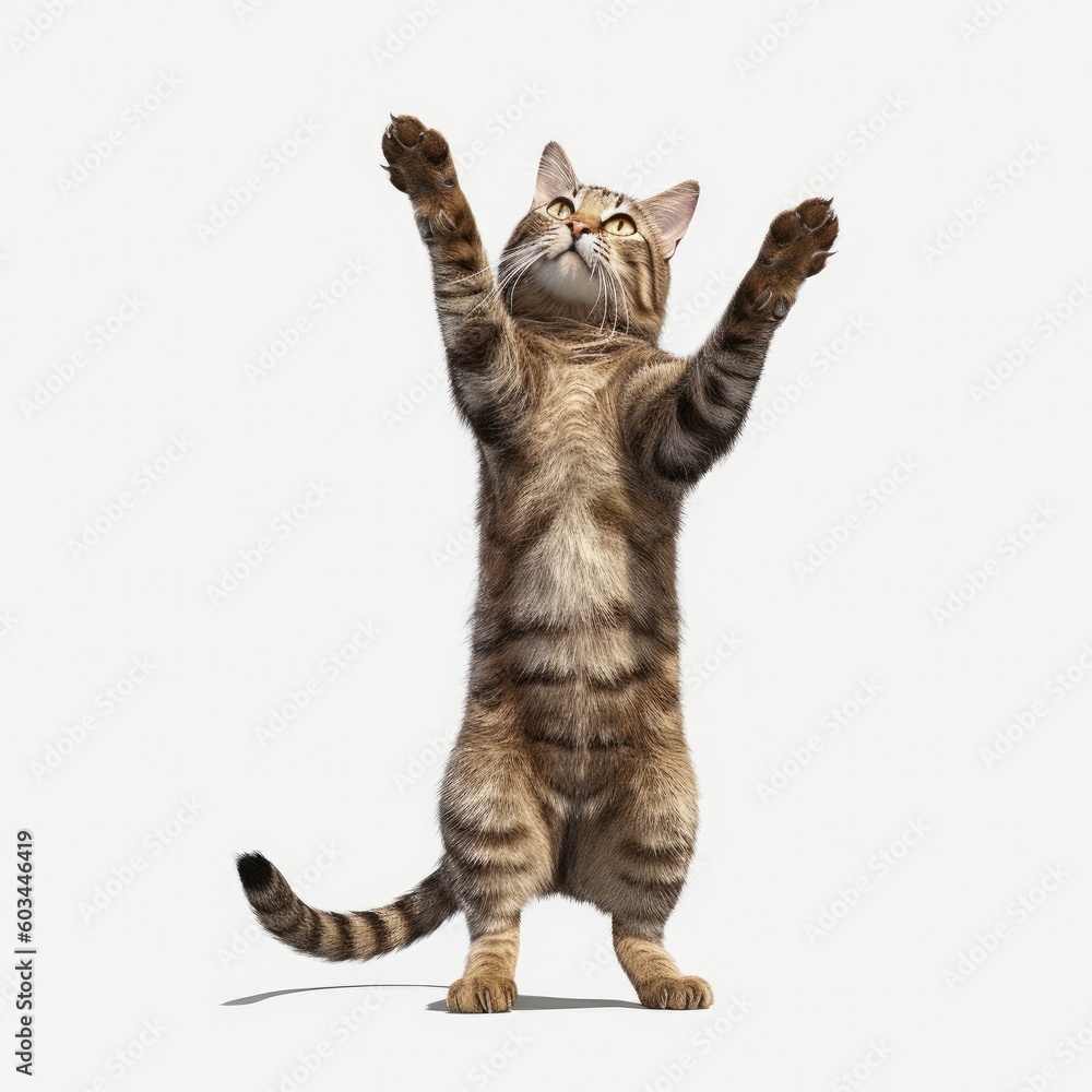 Cat are standing and raising hand,Voting cat,AI generated. Stock ...