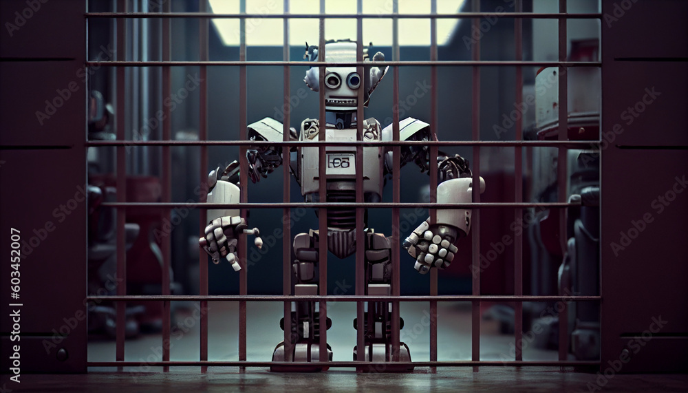 Robot in prison Ai generated image Stock Illustration | Adobe Stock