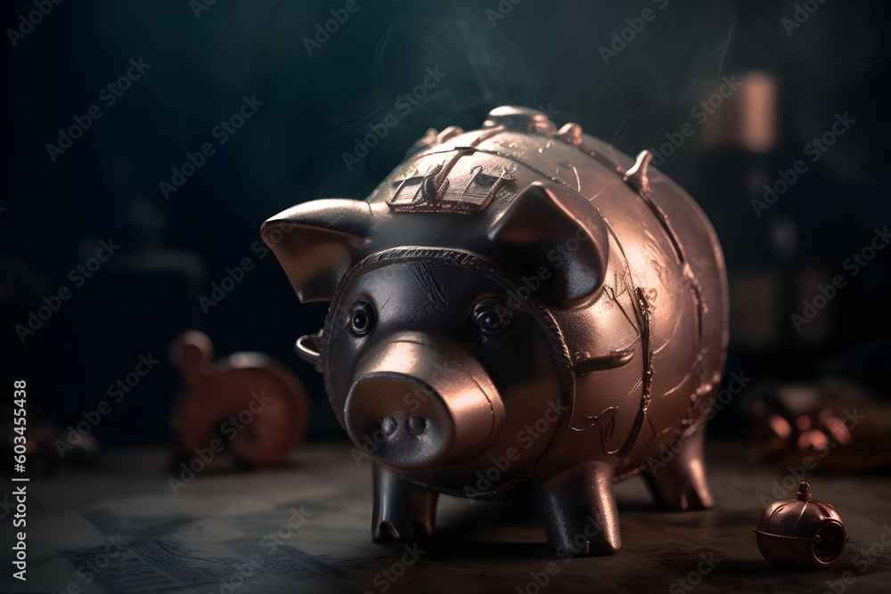 A piggy bank used for saving money for a career. , .highly detailed ...