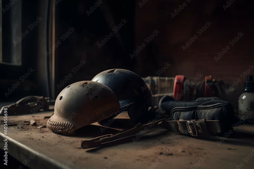 Equipment for playing baseball. , .highly detailed, cinematic shot ...