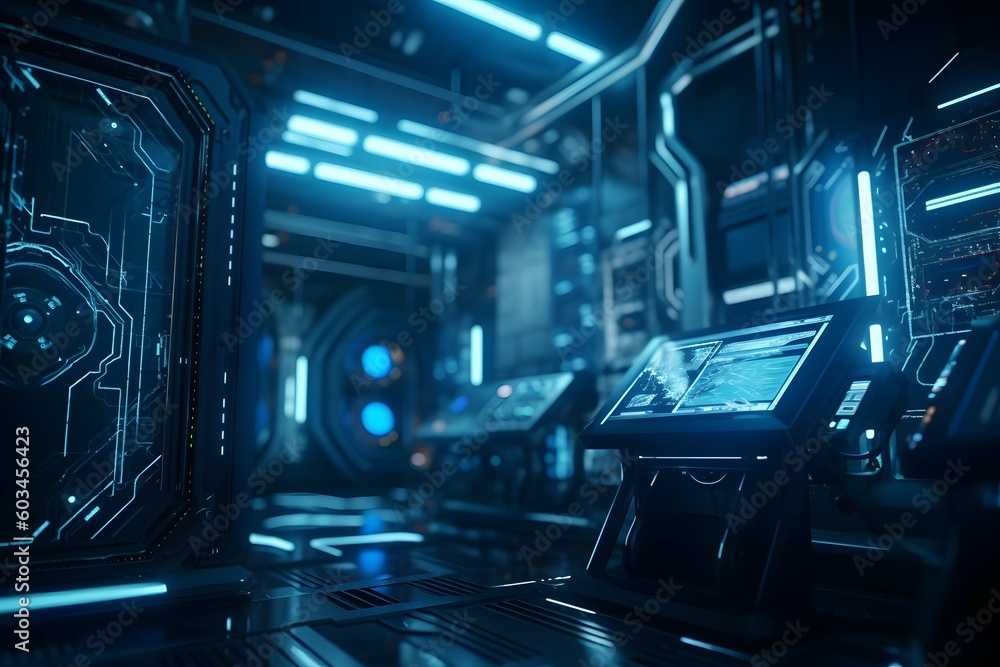 Blue futuristic tech science backdrop , .highly detailed, cinematic ...
