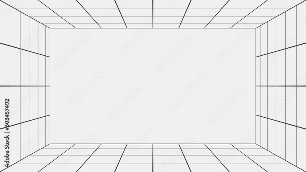 Simple flat animated black and white grid lines stage frame. Seamless ...