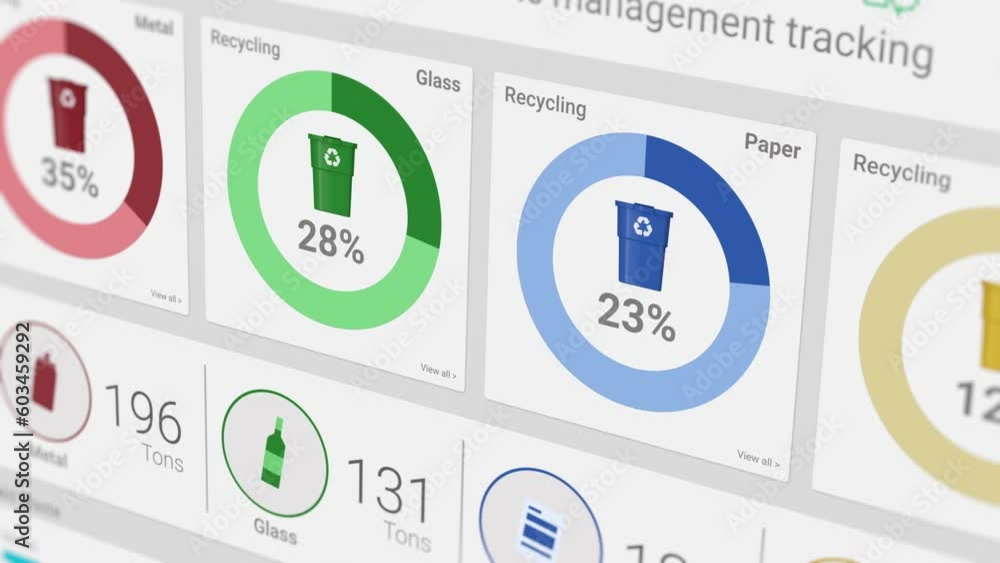 Waste and recycling, waste management tracking, dashboard with graphs ...