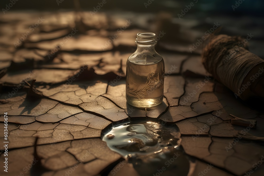 Water scarcity depicted as the last drop. , .highly detailed, cinematic ...