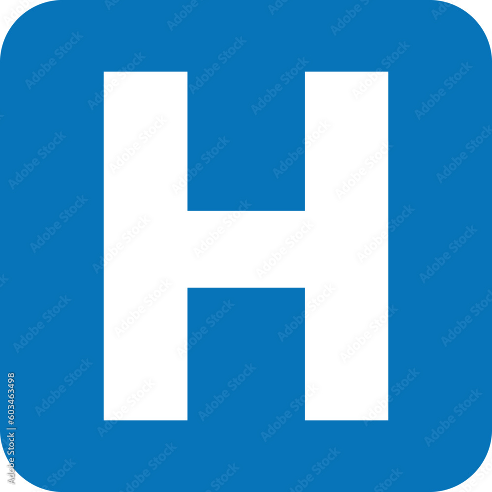 hospital square icon vector in blue and white . medical clinic sign ...