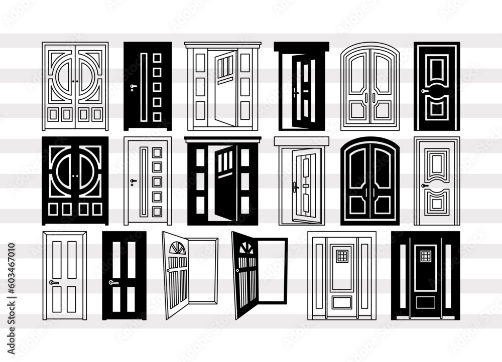 Door SVG, Door Silhouette, Open Door Svg, House Door Svg, Closed Door ...