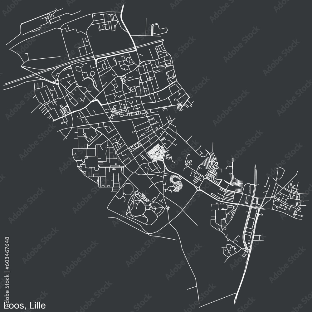 Detailed hand-drawn navigational urban street roads map of the LOOS ...