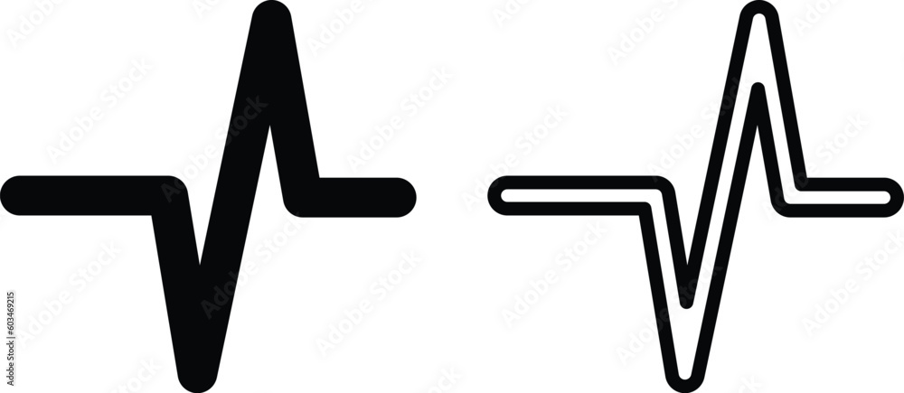 pulse icon set vector in two styles . heart beat monitor pulse icon for ...