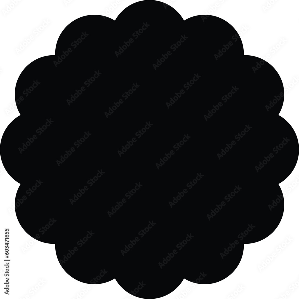 Scalloped circle shape vector isolated on white background Stock Vector ...
