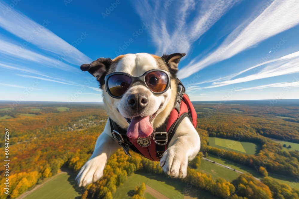 Skydiver dog - Illustration created with generative ai Stock ...