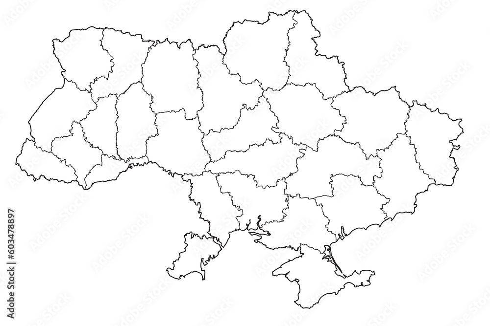 Ukraine map with region borders. Detaled UA map isolated. UA borders ...