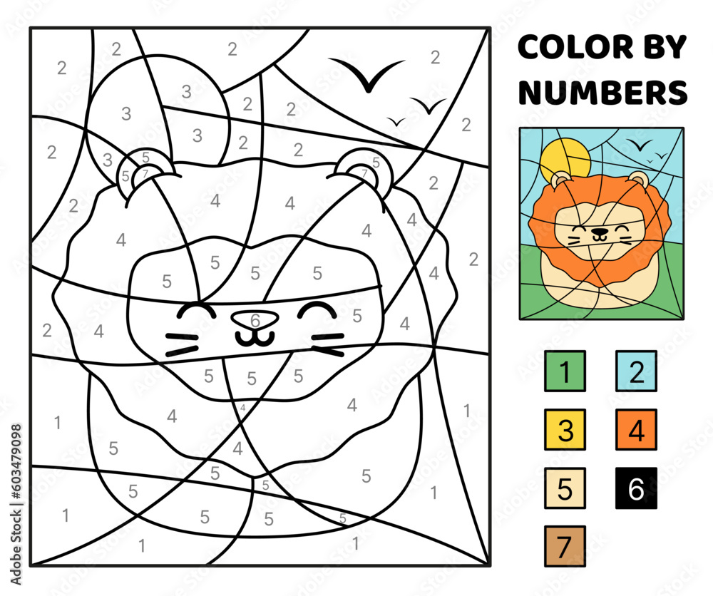 Lion. Color by number. Squishmallow. Coloring page. Game for kids ...