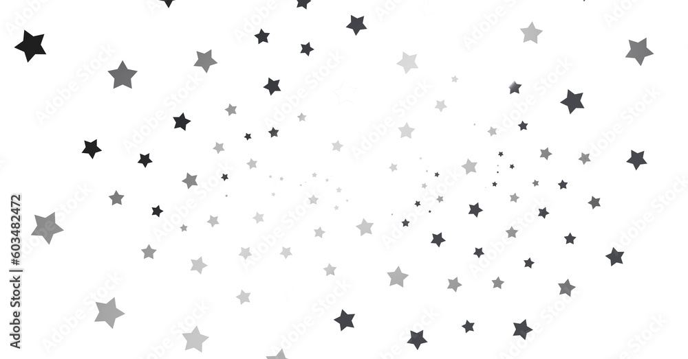 Silver Star Of Confetti Falling Stars On A White Background