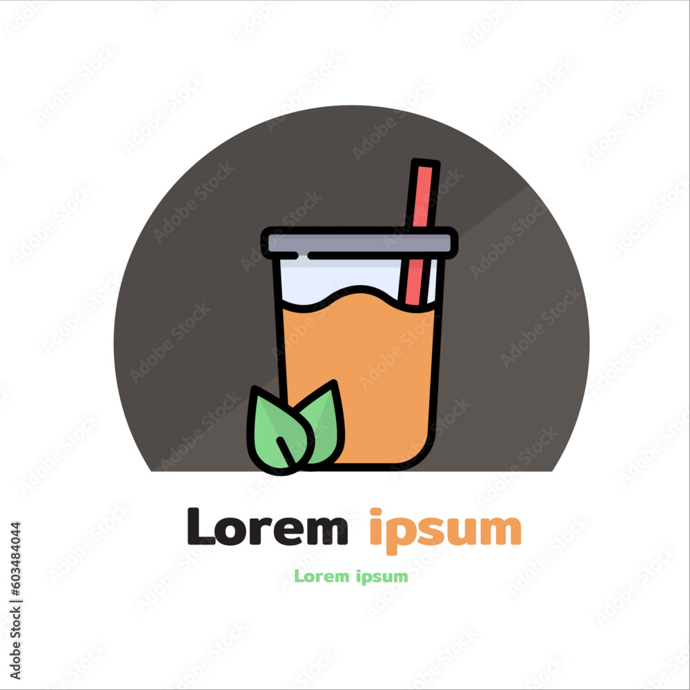 milk tea cup icon milk tea, healthy, herbal for app web logo banner ...