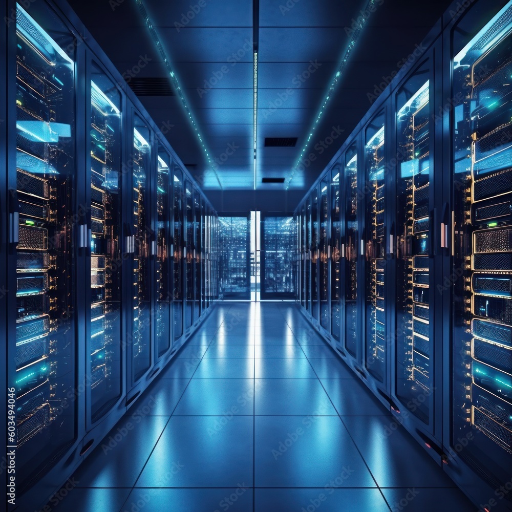 computer server room, Network and internet communication technology ...