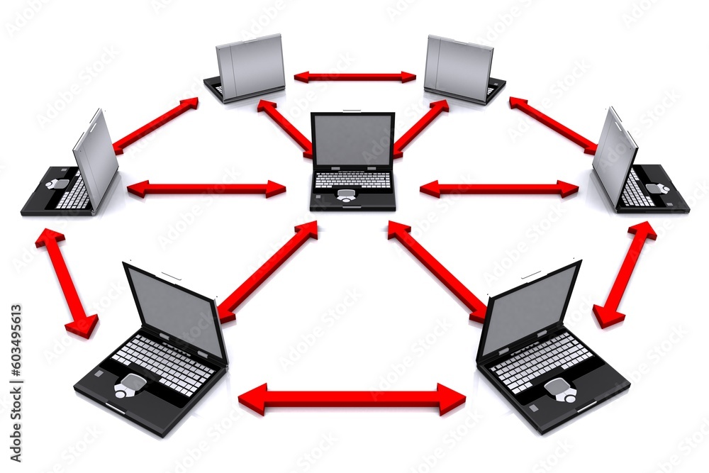 A computer generated rendering for a metaphor of computer networking ...