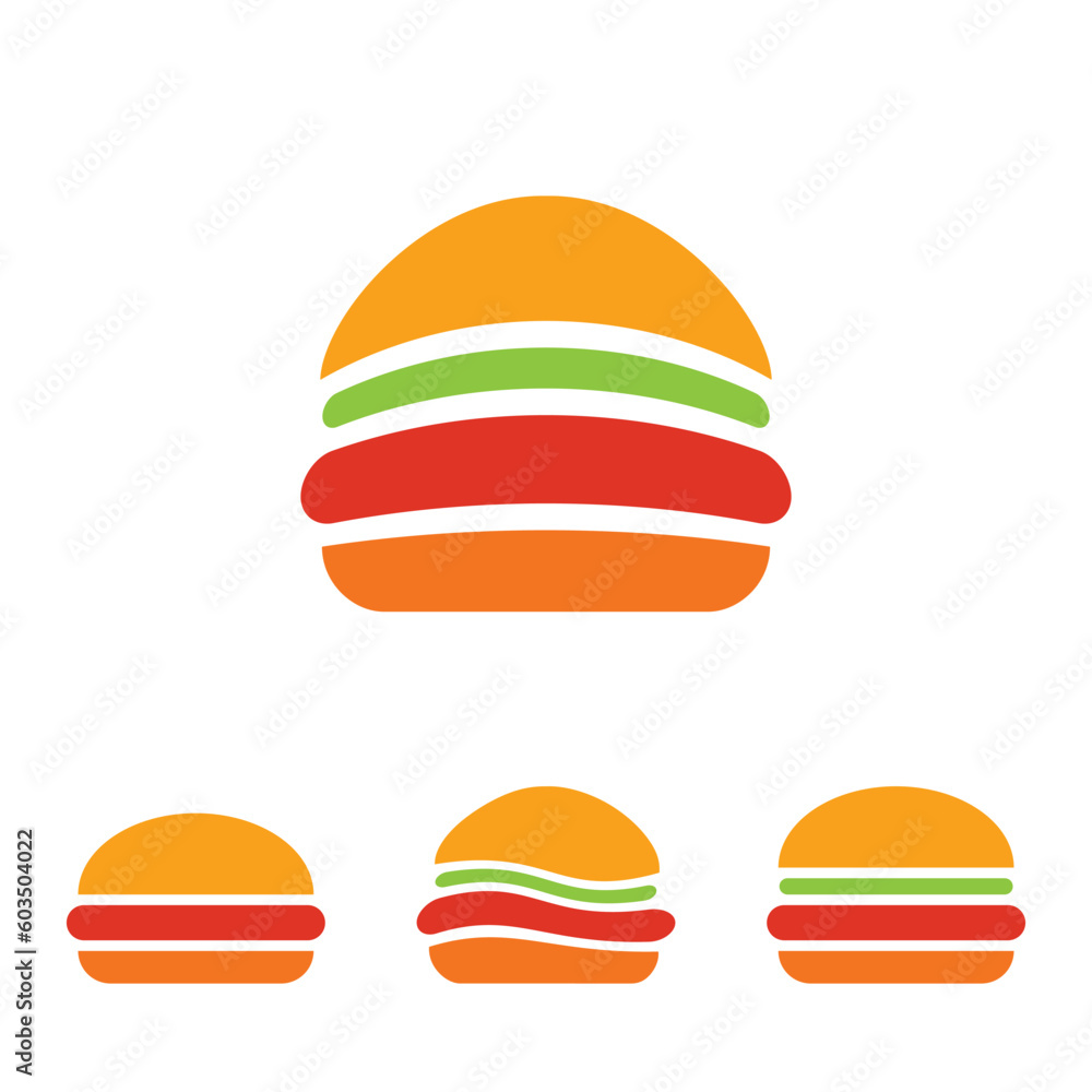Burger icon set, fast food icons, isolated on white background, vector ...
