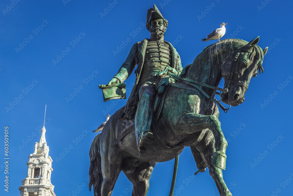 Statue of King Peter IV The Liberator on Liberty Square in Porto in ...