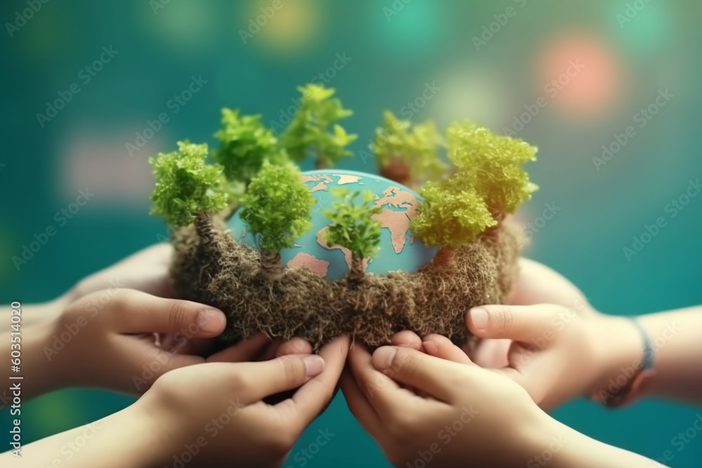 saving collaboration of hands stack together for sustainable ...