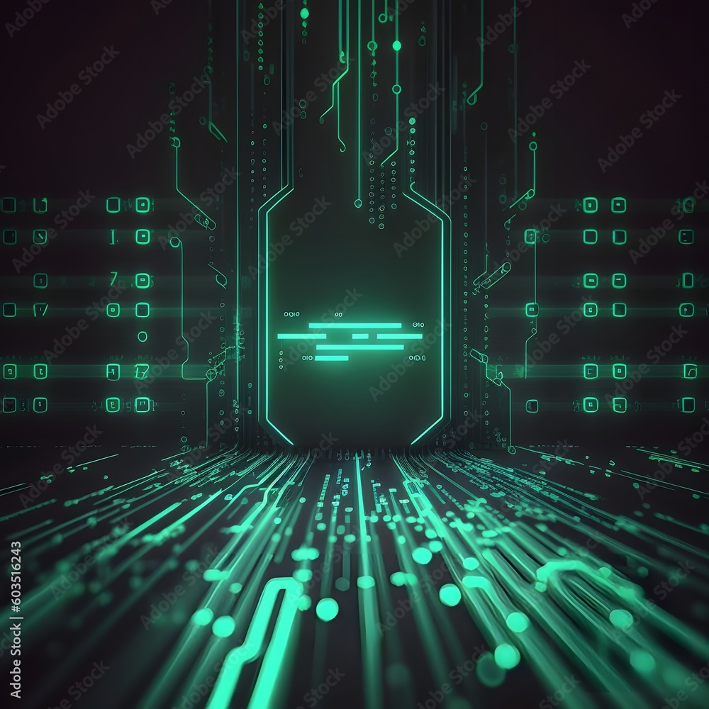 Digital Futuristic Binary Code Matrix Animation with Glowing Lines and ...