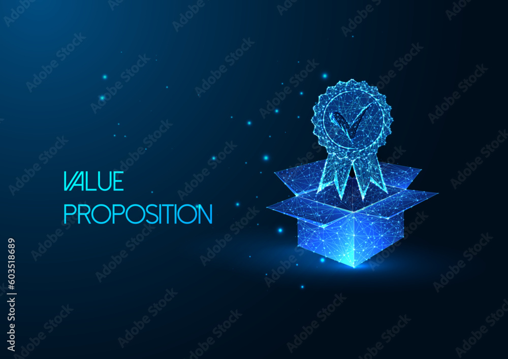 Unique value proposition, competitive advantage concept with open box ...