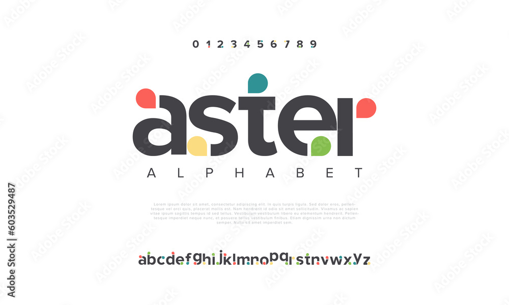 Aster abstract digital technology logo font alphabet. Minimal modern urban fonts for logo, brand ...