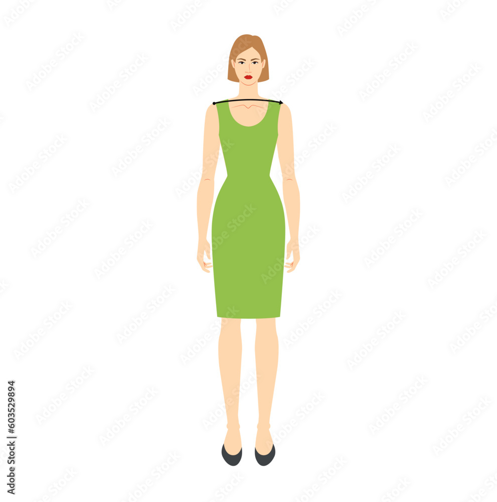 Women to do shoulder width measurement body with arrows fashion ...