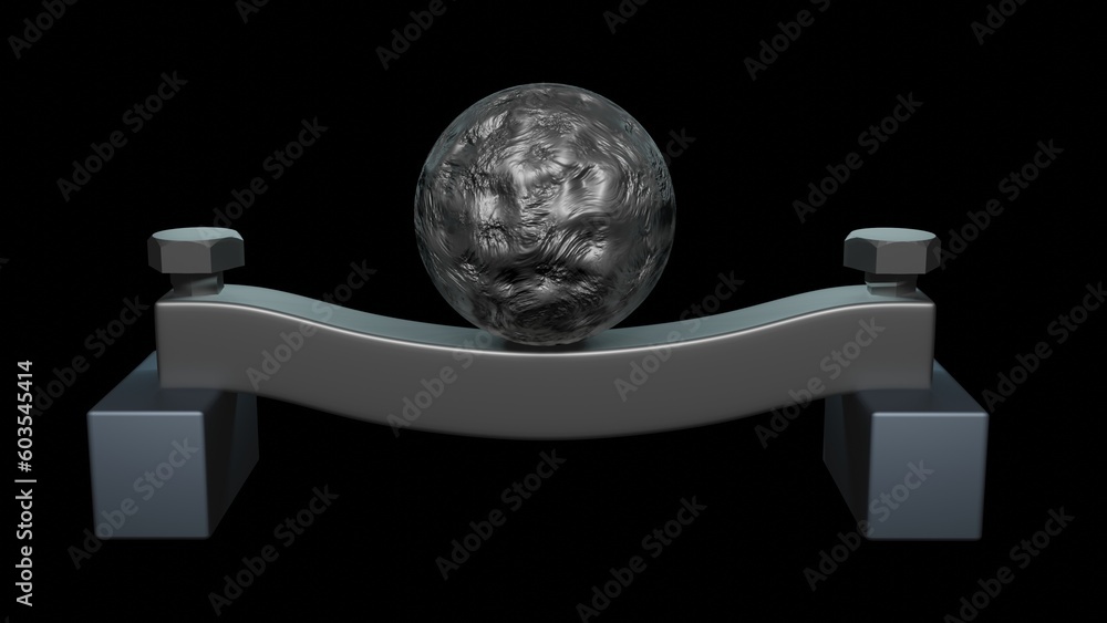 Heavy mass deforming steel beam. Heavy weight force applied to metal ...