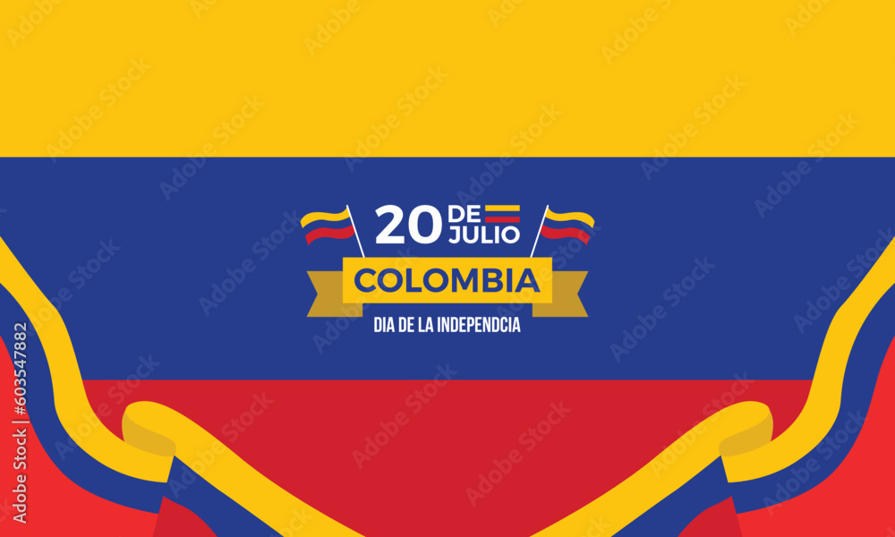 20 de julio colombia background with wavy flags Stock Vector | Adobe Stock
