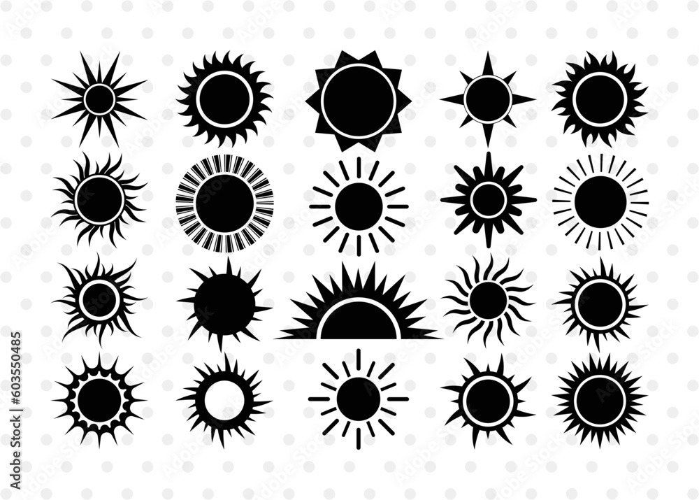 Sun SVG Cut Files | Sun Silhouette | Sunshine Svg | Sun Light Svg ...