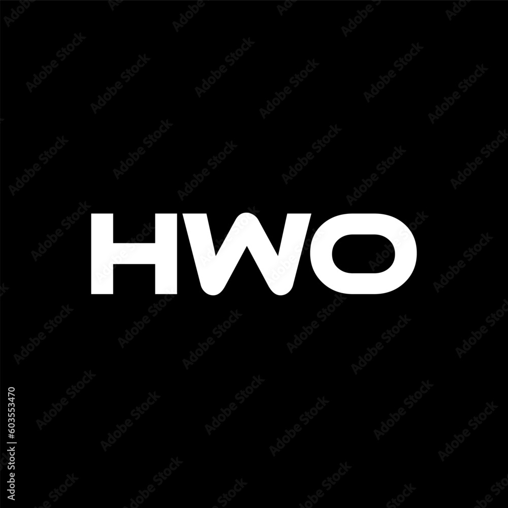 Vecteur Stock HWO letter logo design with black background in ...