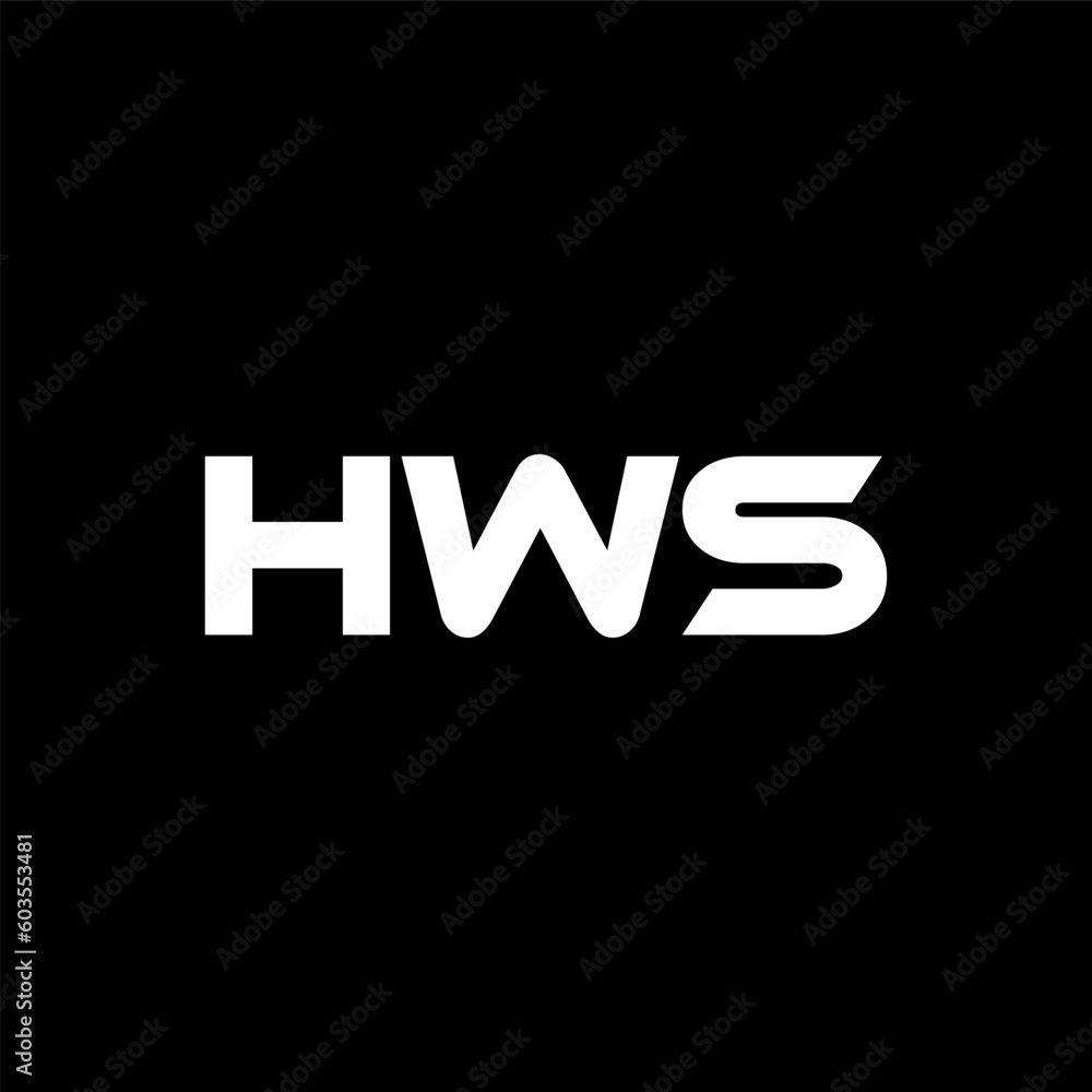 HWS letter logo design with black background in illustrator, vector ...