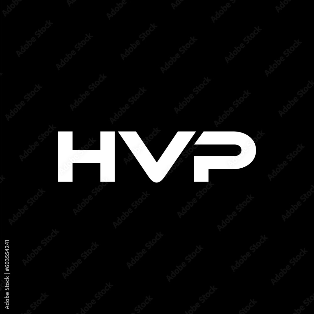 HVP letter logo design with black background in illustrator, vector logo modern alphabet font ...