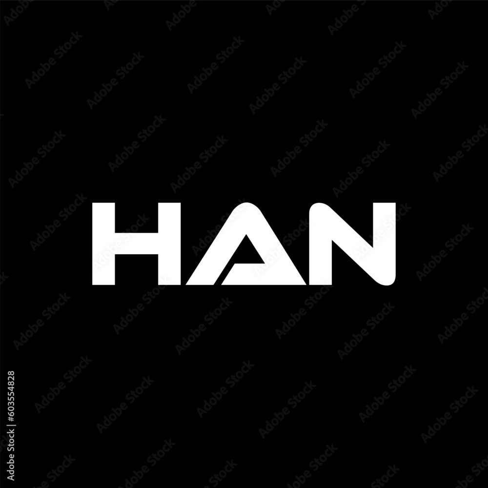 HAN letter logo design with black background in illustrator, vector ...