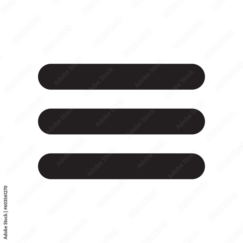 Hamburger Menu Icon Button Mobile App Or Website Navigation Dropdown Vector Symbol Stock