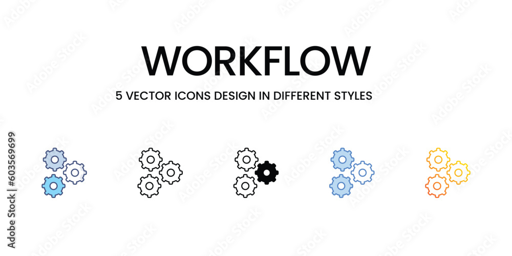 Vetor de Workflow Icon Design in Five style with Editable Stroke. Line ...