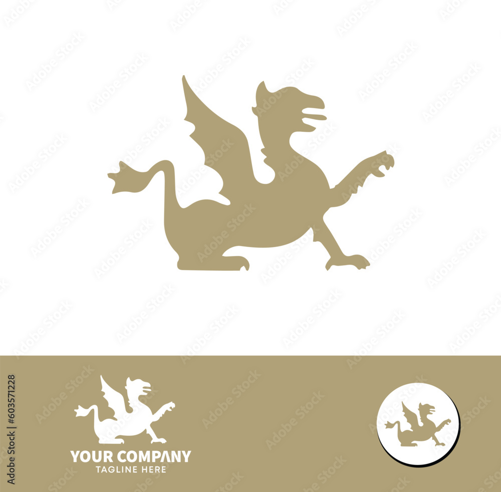 dragon logo with wings icon vector illustration, the mini dragon logo ...