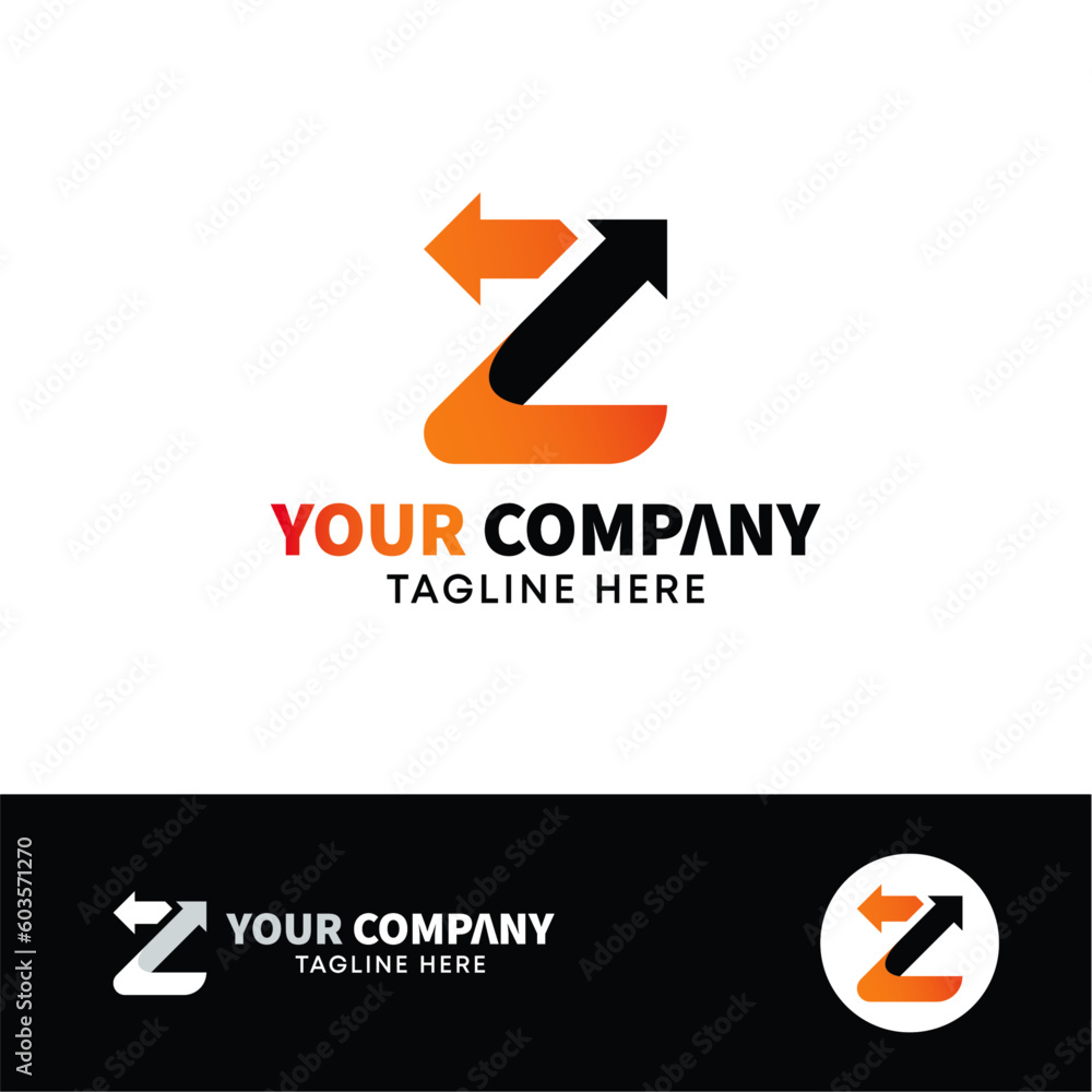 letter Z logo, z arrow logo. Z origami monogram with directions ...