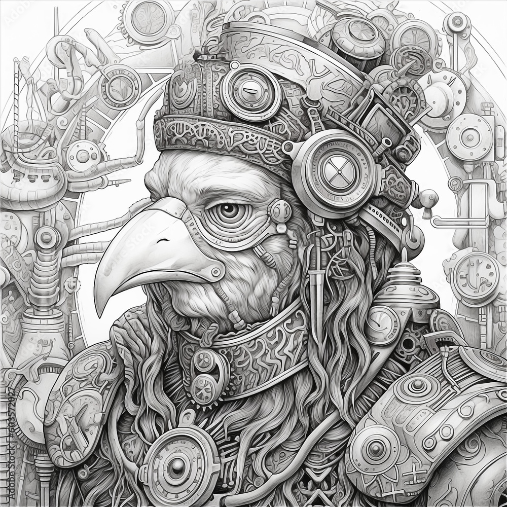 coloring page for adults featuring an elaborate scene of the ancient ...