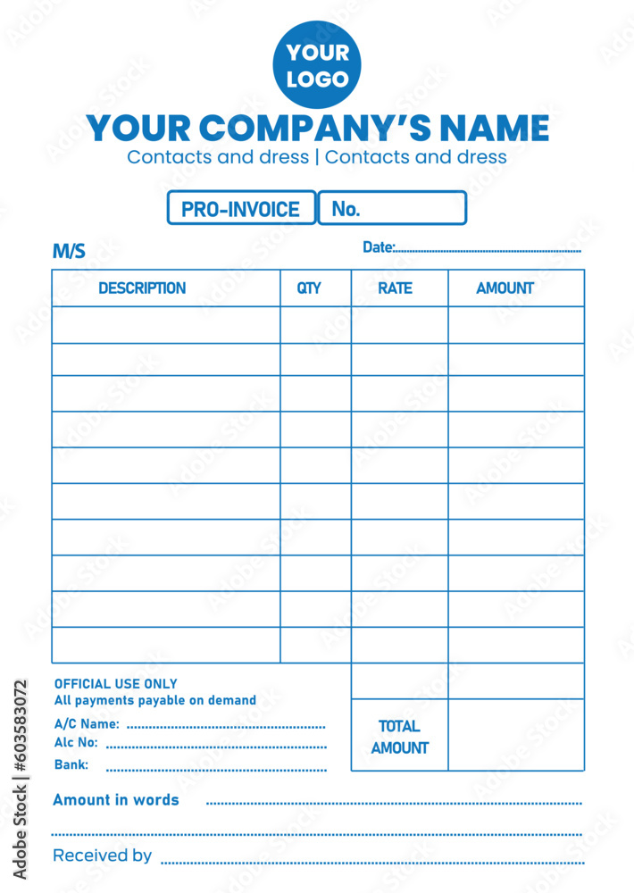 Proforma Invoice Stock Vector | Adobe Stock