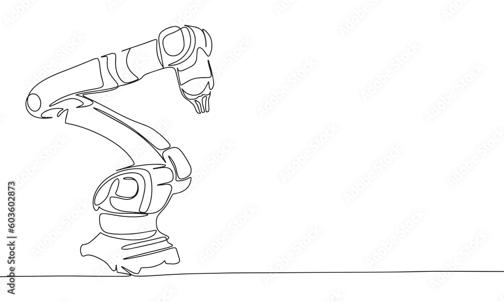 Robotic arms or industry manipulator positioned continuous line drawing ...