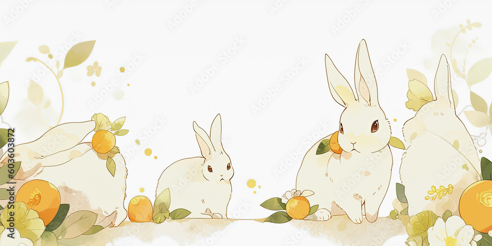 rabbit bunny cartoon background illustration anime bunnies Easter ...