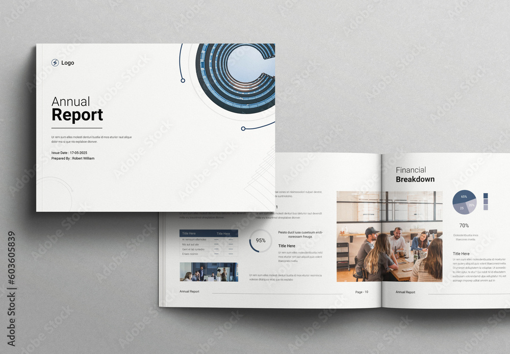 Annual Report Template Landscape Stock Template | Adobe Stock