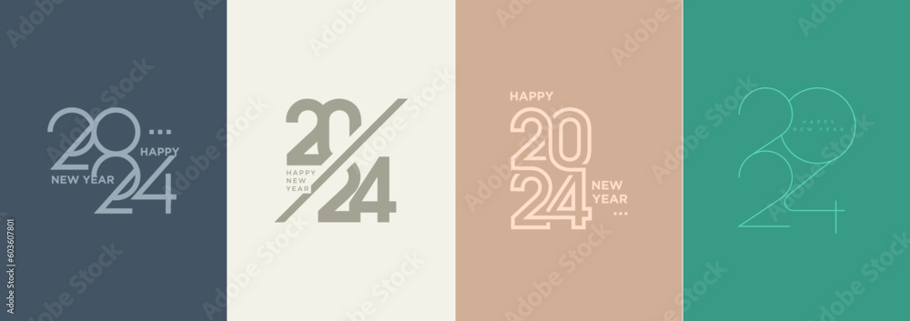 New Year Logo 2024 Number, with several Classic Retro Elegant Design ...