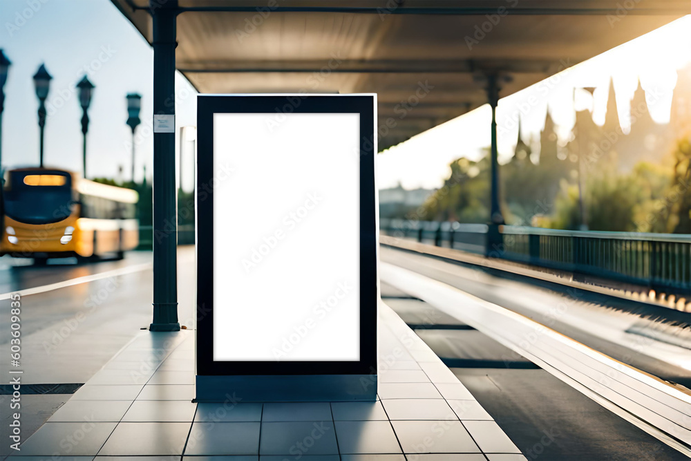 Bus stop billboard for outdoor advertising, Blank white mock up of ...