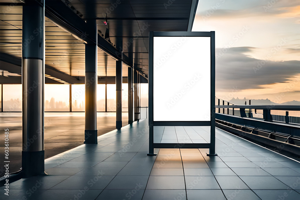 Bus stop billboard for outdoor advertising, Blank white mock up of ...