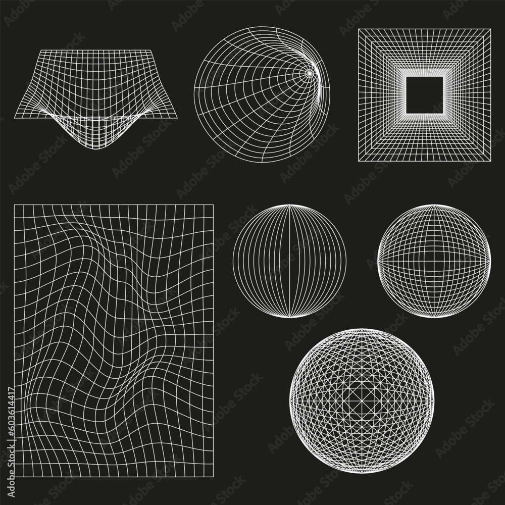 Retro futuristic geometric design elements set. Neo futuristic style ...