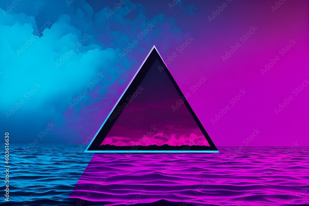 Illustration of a triangular buoy floating on a body of water created ...